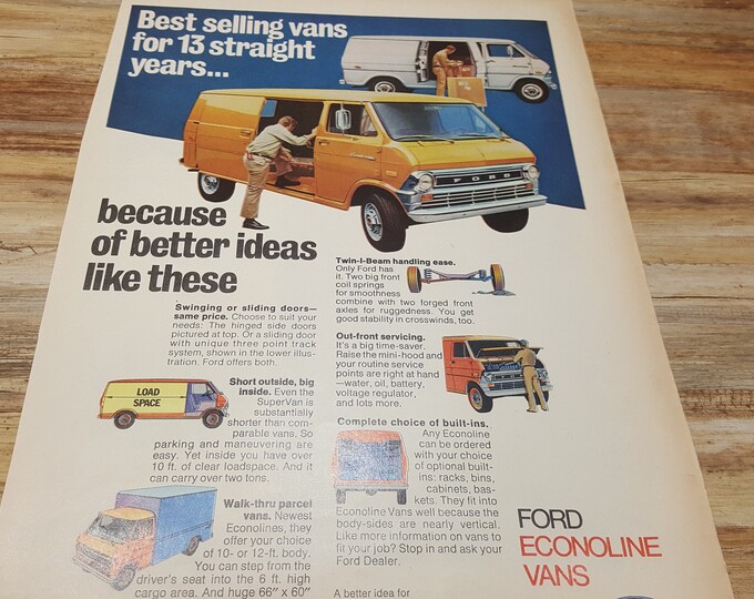 Ford Van Ad, Magazine Ad, Vintage Car Advertising, Econoline Van - Etsy