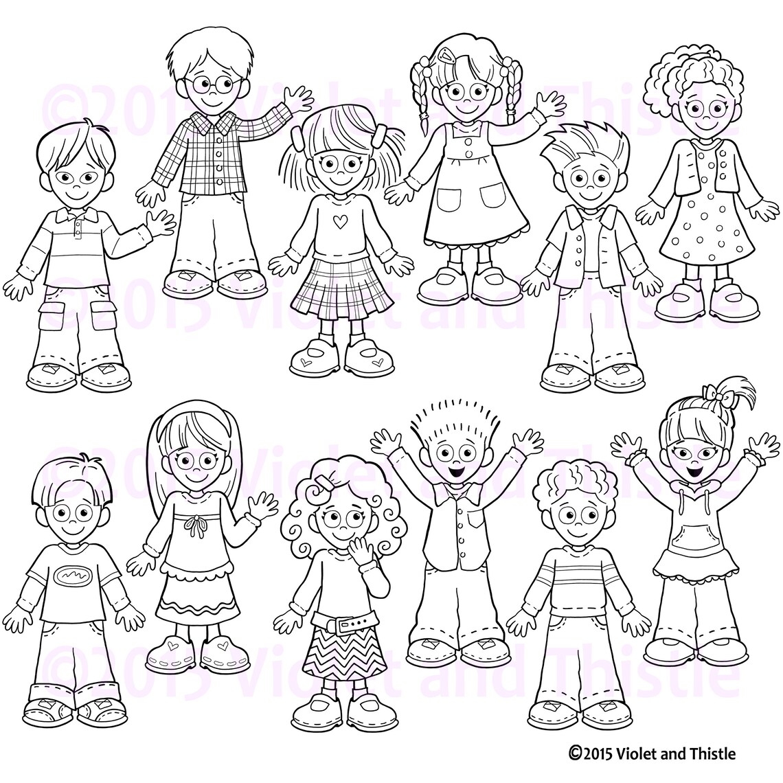 Kids Clipart Back to School Multiracial School Children Teacher ...
