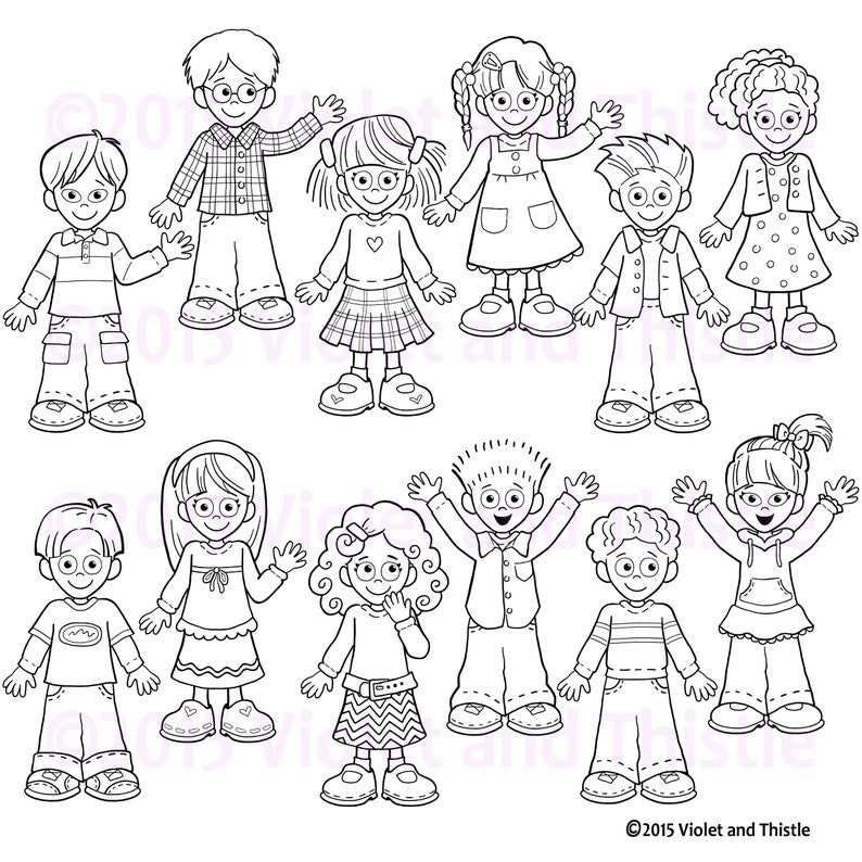 Kids Clipart Back to School Multiracial School Children Teacher ...