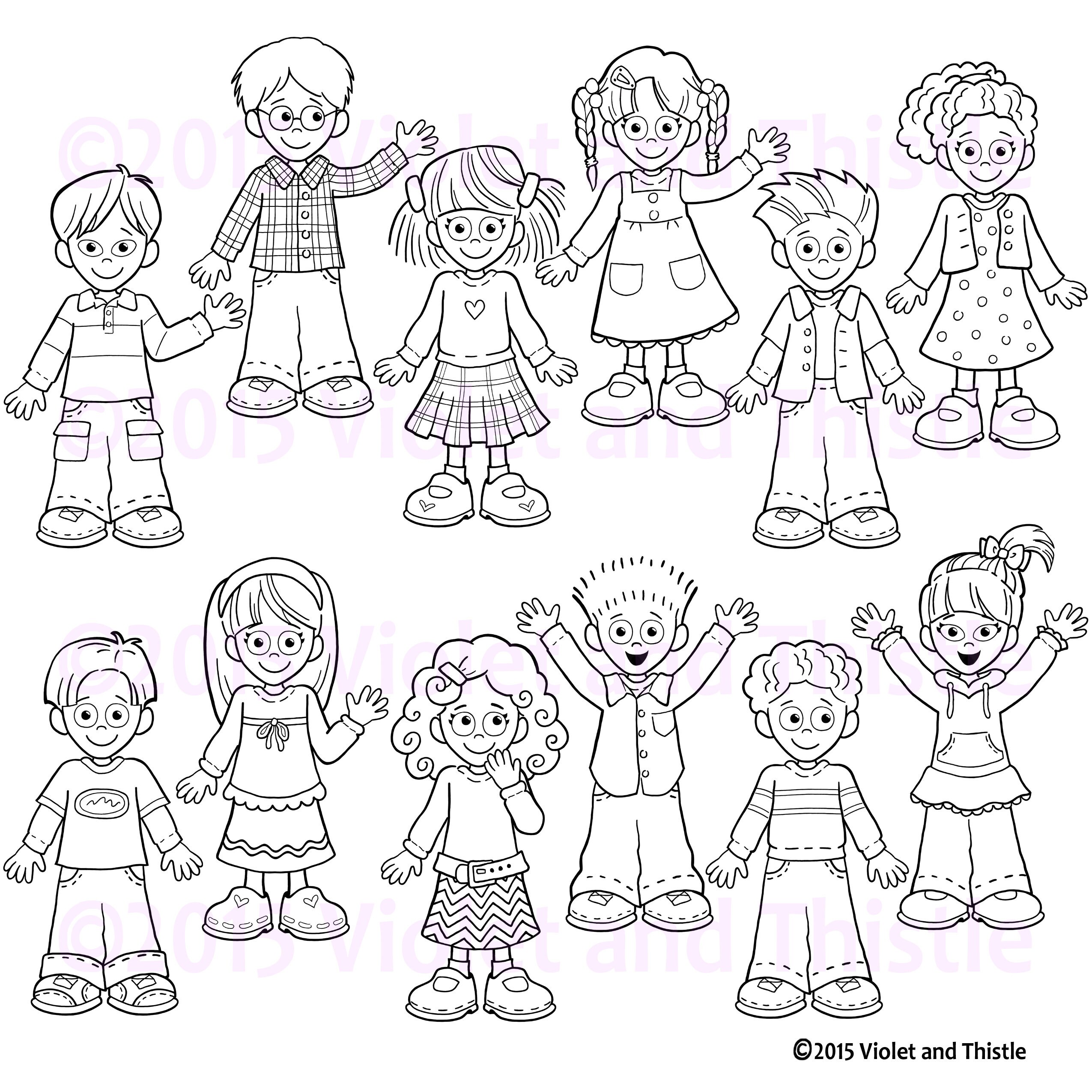 Kids Clipart Back to School Multiracial School Children Teacher ...