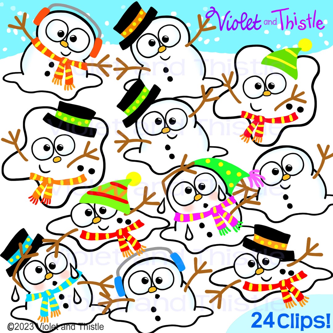 Melting Snowman Clipart Melted Snowman Puddle Clip Art Winter Cute Fun ...