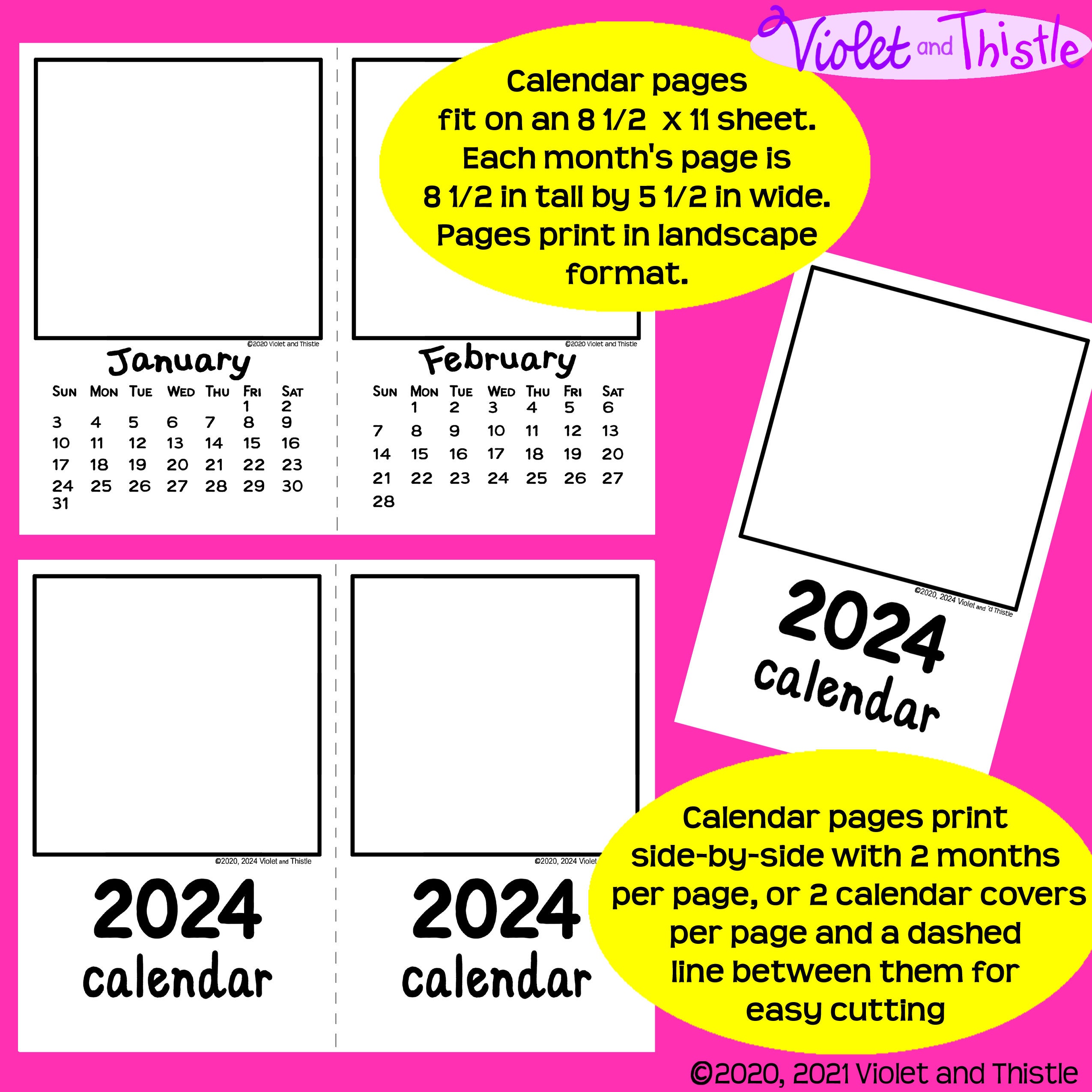 2024 and 2023 Calendar Activity Printable Draw in Kids Calendar Parent ...