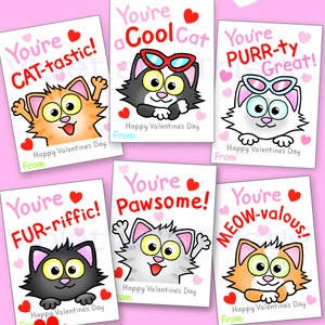 Valentine Day Card Printable Cats Valentine From Teacher to Students ...