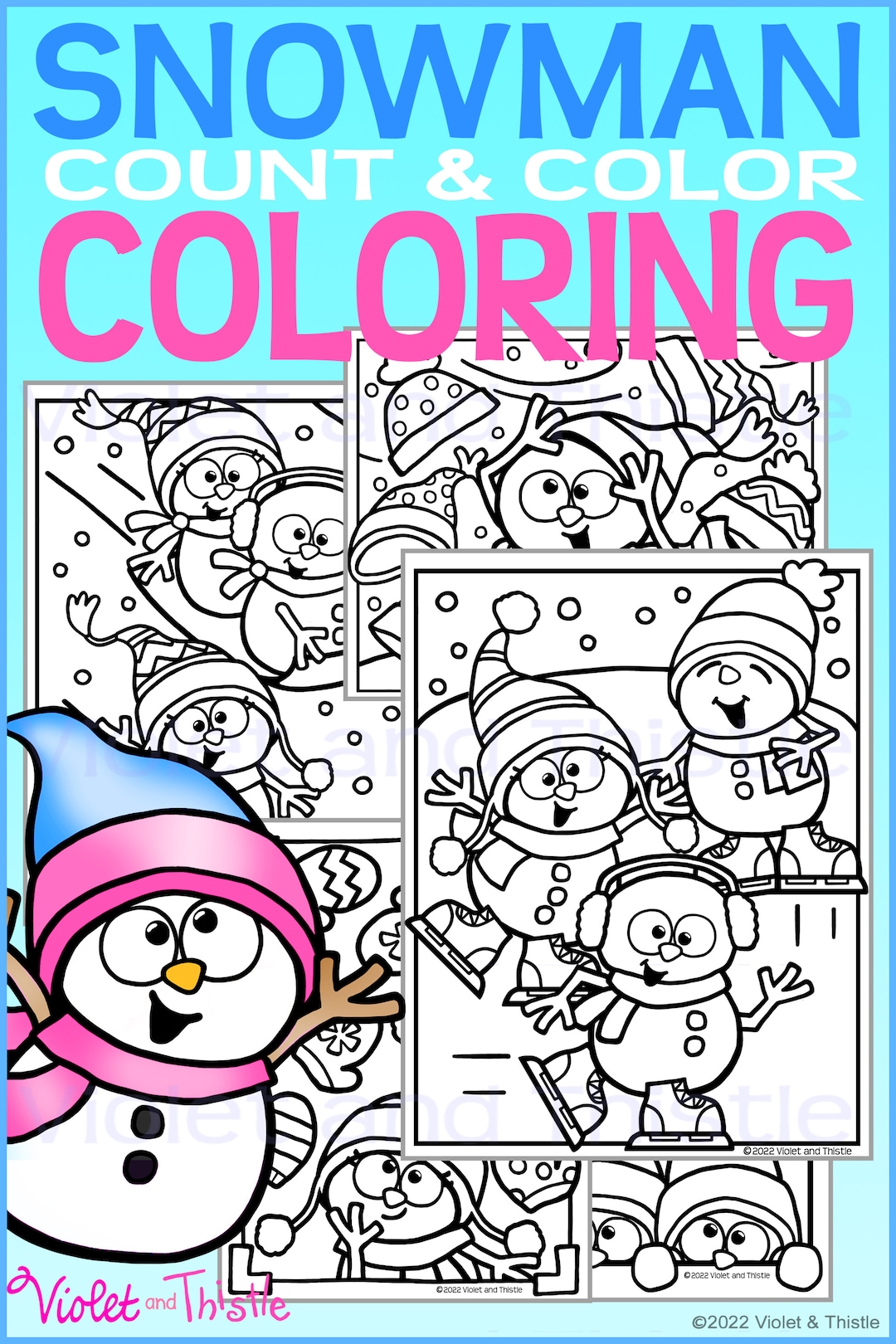 Snowman Coloring Pages Cute Winter Color Sheets Activity Kids Printable ...