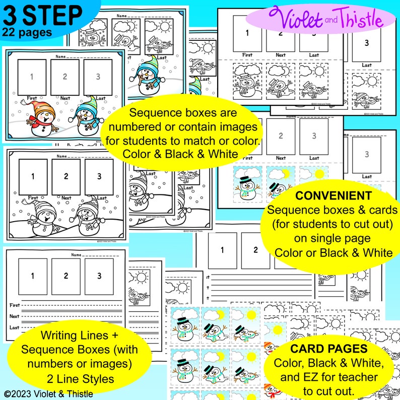 Sequencing Printable Cards of Events Activity 3 4 6 Step Sequence ...