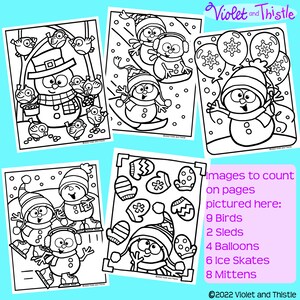 Snowman Coloring Pages Cute Winter to Color Counting Sheets With Math ...