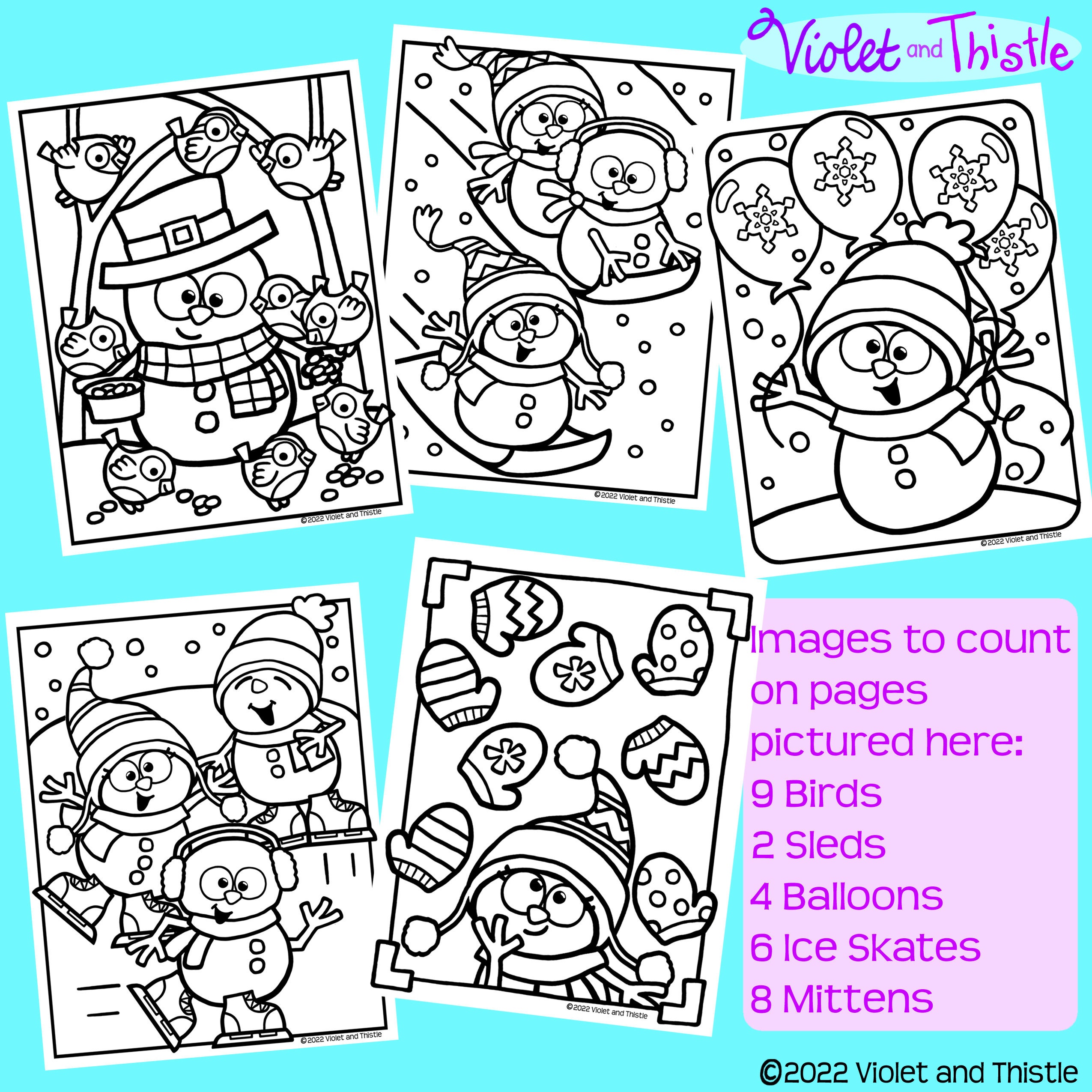 Snowman Coloring Pages Cute Winter to Color Counting Sheets With Math ...