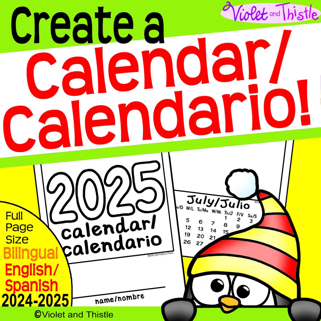 2025 and 2024 BILINGUAL Spanish English Calendar Calendario Espanol ...