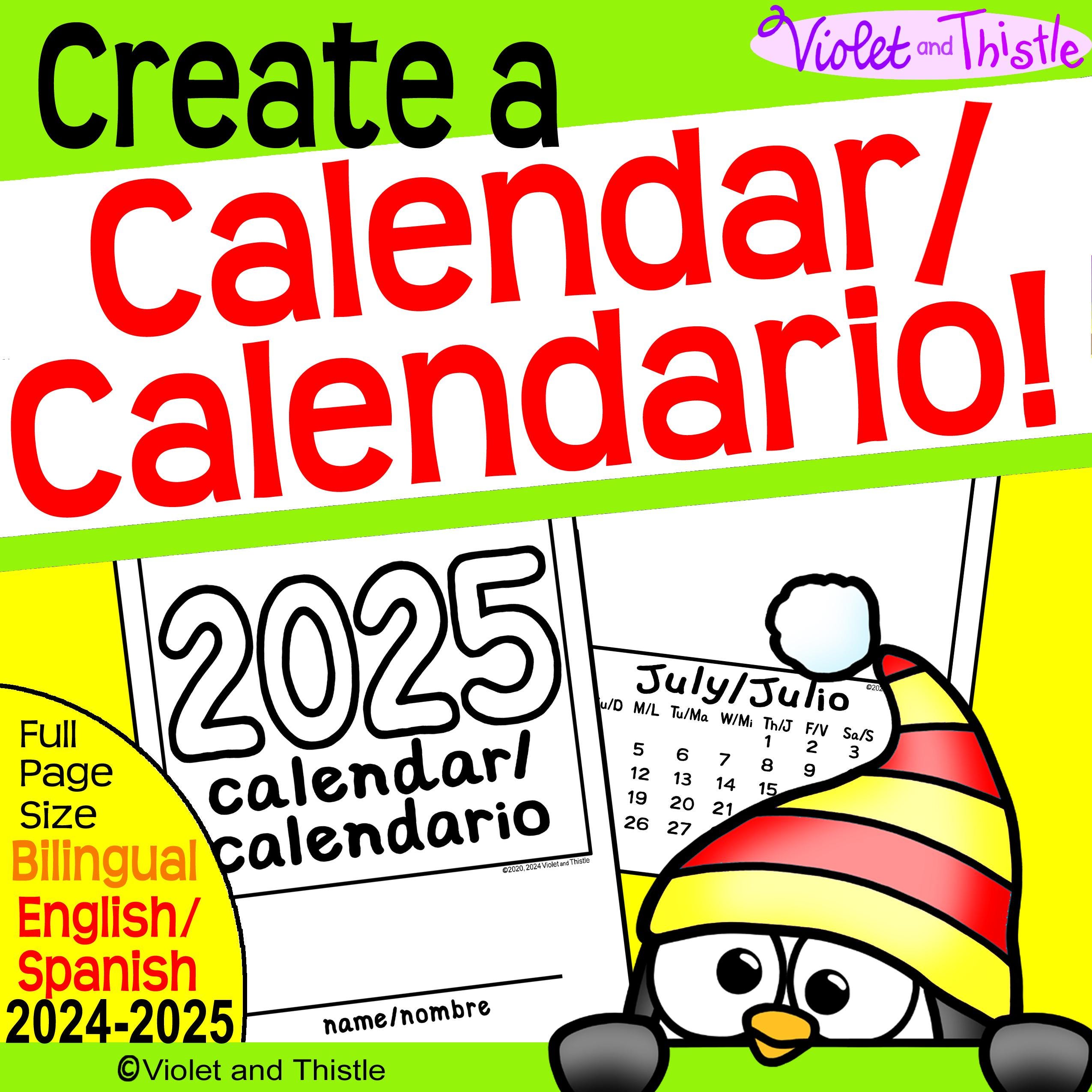 2025 and 2024 BILINGUAL Spanish English Calendar Calendario Espanol ...