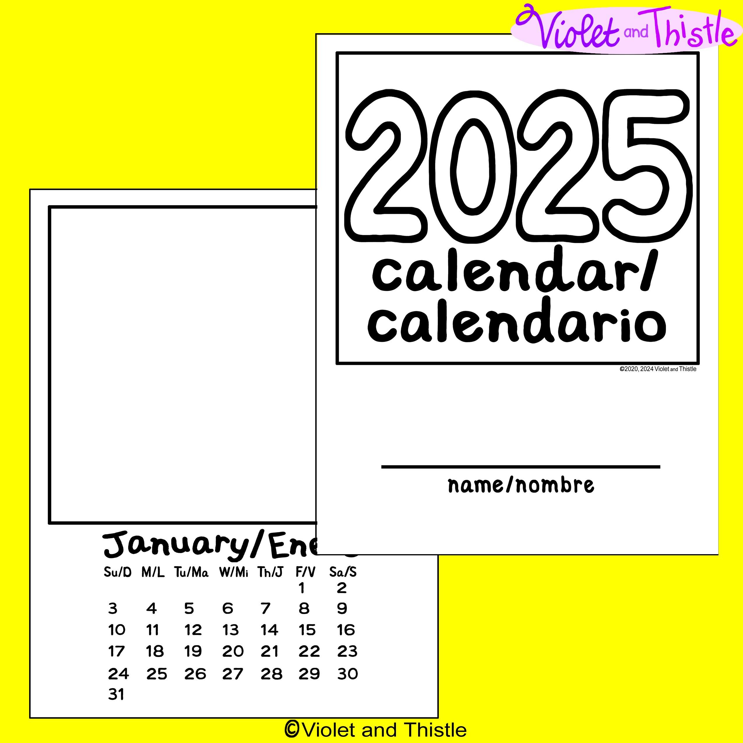 2025 and 2024 BILINGUAL Spanish English Calendar Calendario Espanol ...
