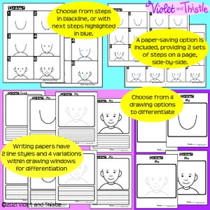 Directed Drawing Self Portrait Template for Kids Back to School Write ...