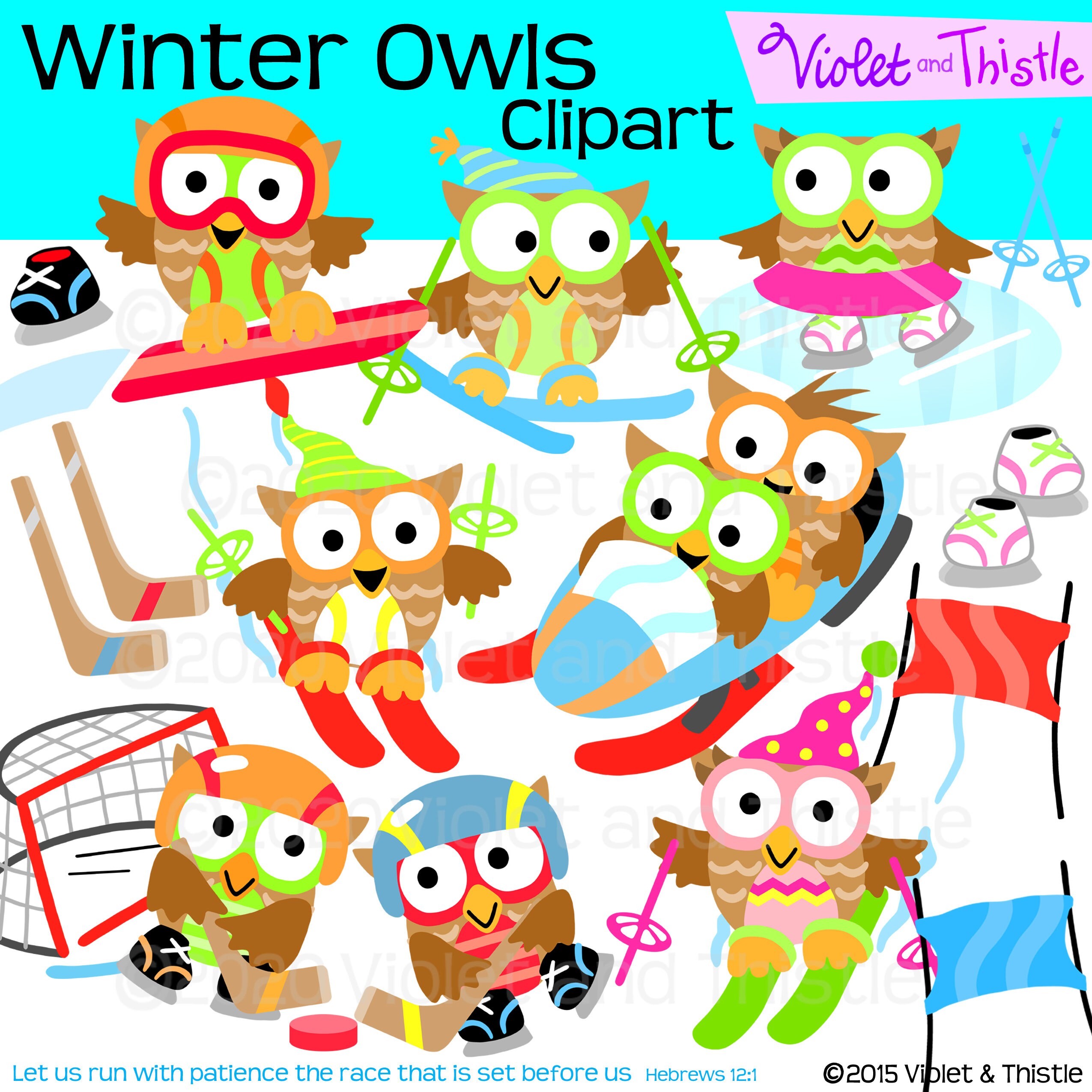 Winter Sports Owls Clipart Png Snowboarding Ice Skating Cross Country ...