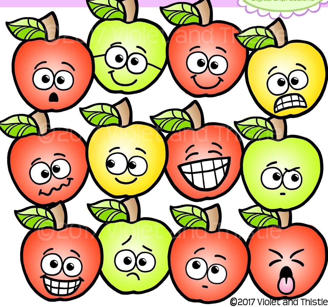 Apple Faces Clipart Apples Emotions Expression Emoticons Emojis Red ...
