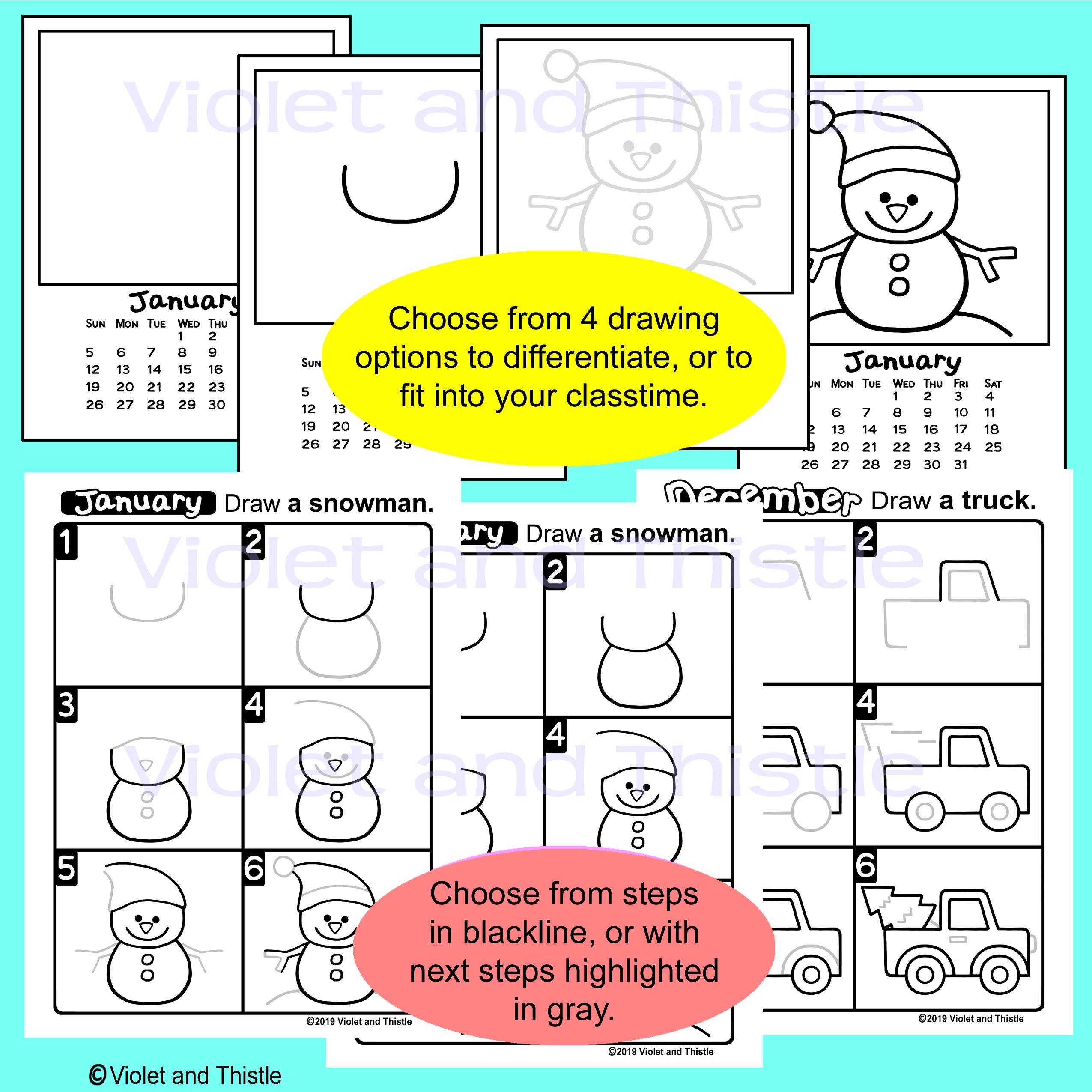 2026 2025 Directed Drawing Calendar for Kids Parent Christmas Gift for ...