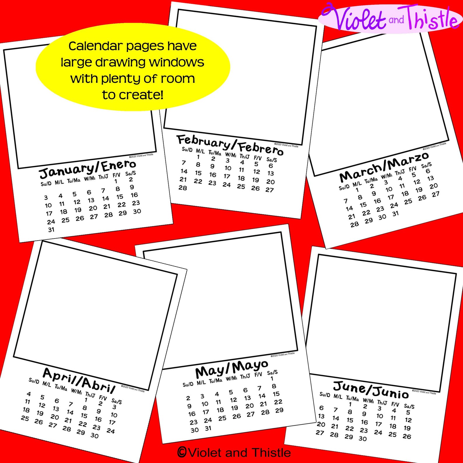 2025 and 2024 BILINGUAL Spanish English Calendar Calendario Espanol ...