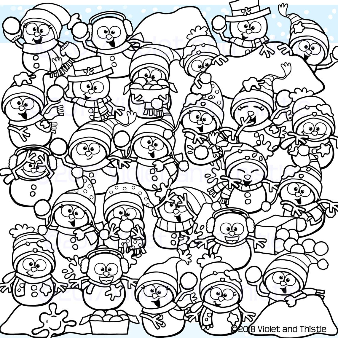 Cute Snowman Snowball Fight Clipart Clip Art Winter Snowmen Fun ...