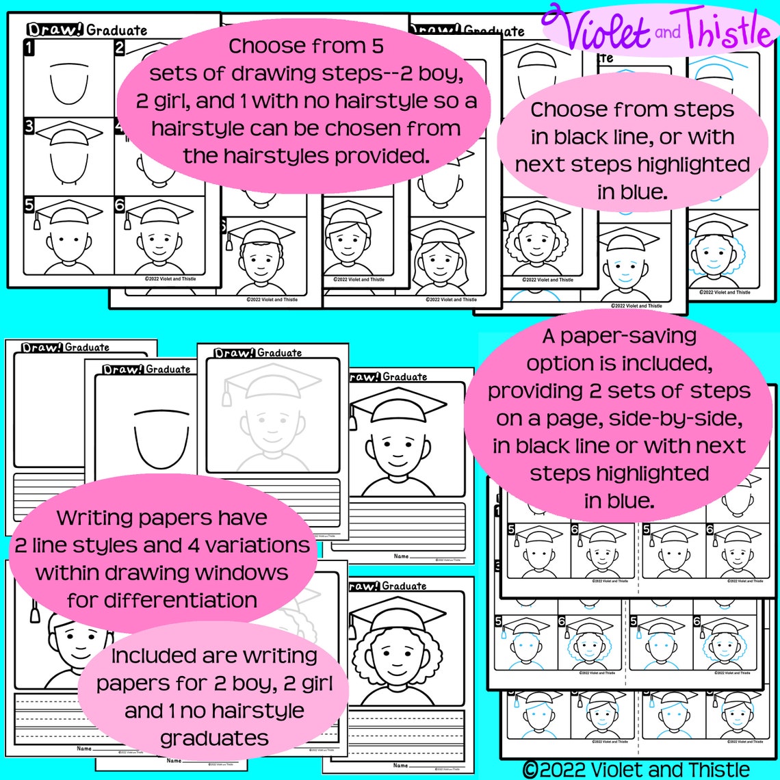 Directed Drawing Graduate Self Portrait Template Kids School Graduation ...