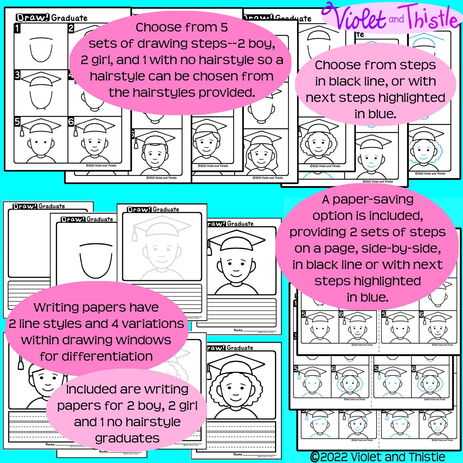 Directed Drawing Graduate Self Portrait Template Kids School Graduation ...