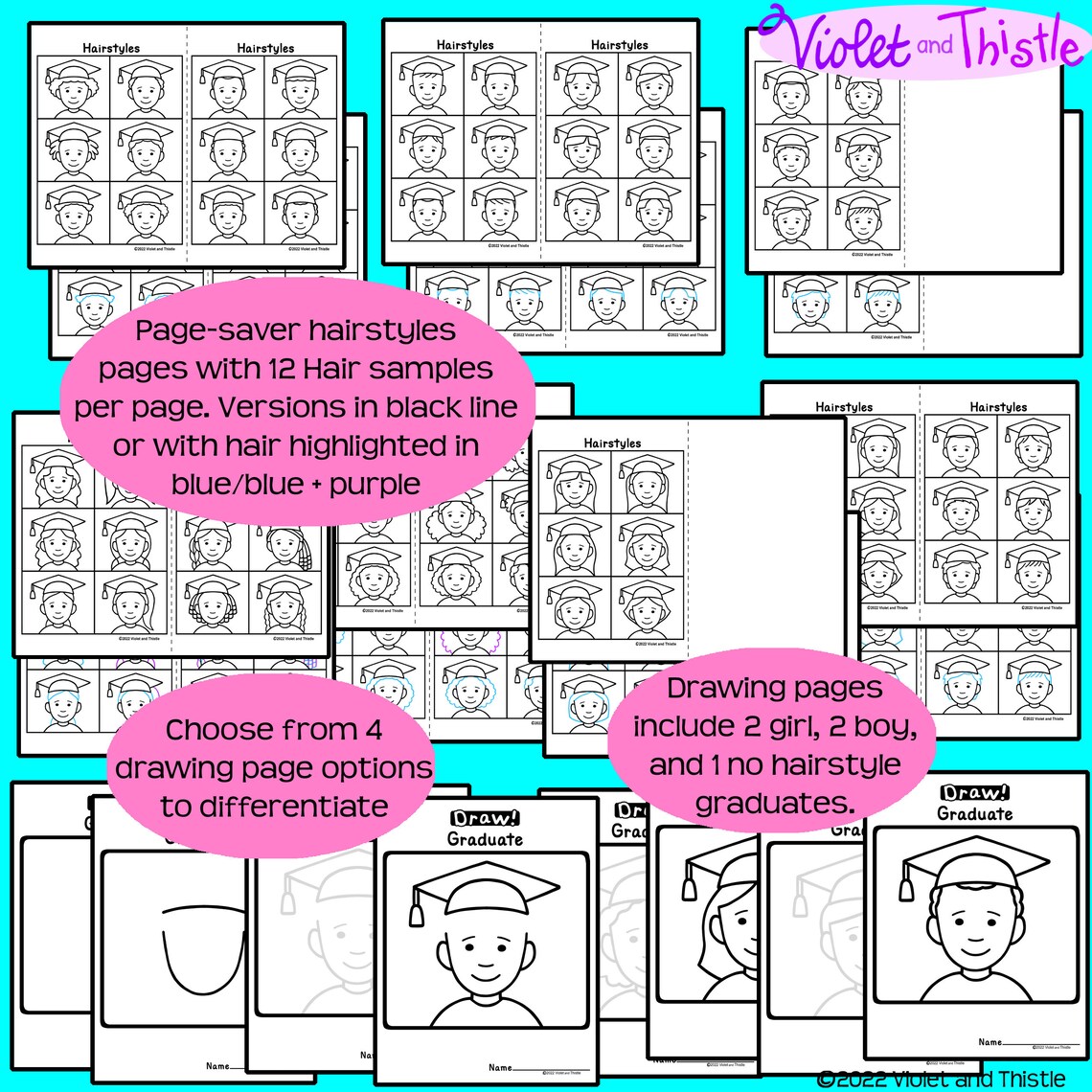 Directed Drawing Graduate Self Portrait Template Kids School Graduation ...