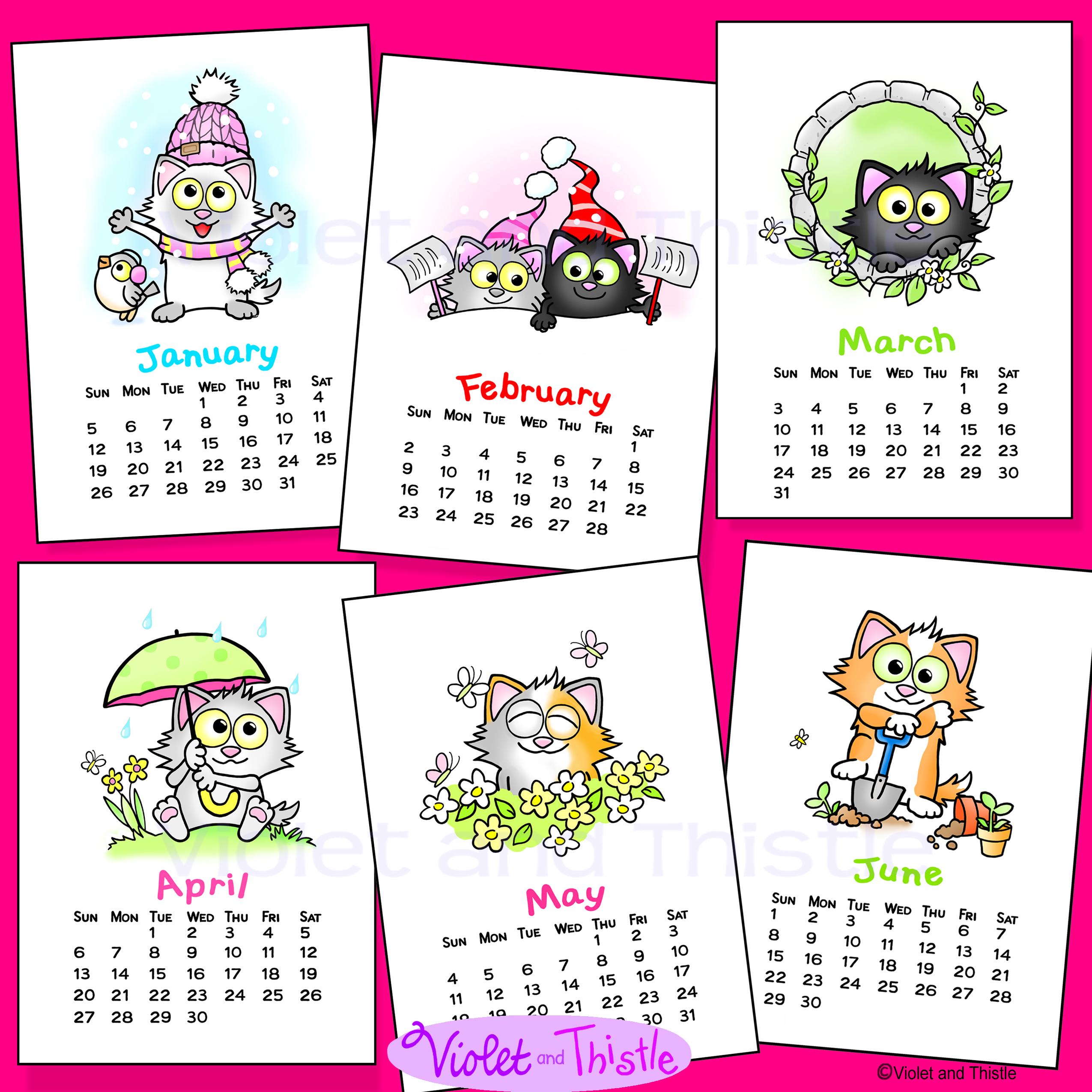 2025 Cat Calendar Monthly Printable Year Long Christmas Gift Thank You ...