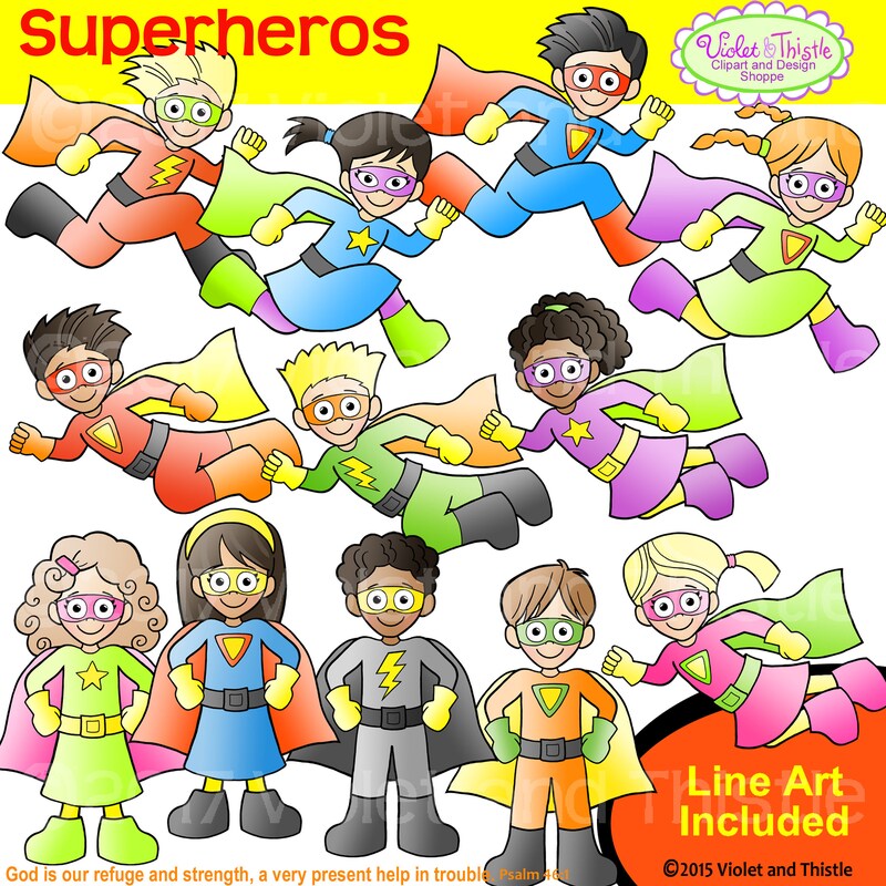 Superheroes Clip Art - Etsy