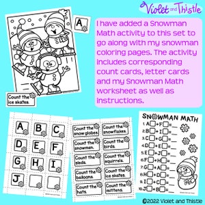 Snowman Coloring Pages Cute Winter to Color Counting Sheets With Math ...