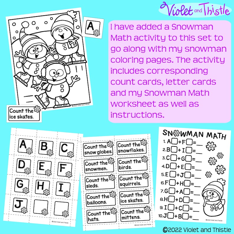 Snowman Coloring Pages Cute Winter to Color Counting Sheets With Math ...