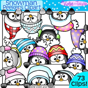 Cute Penguin Peekers Clipart Clip Art Peeking Penguins Fun Faces Winter ...