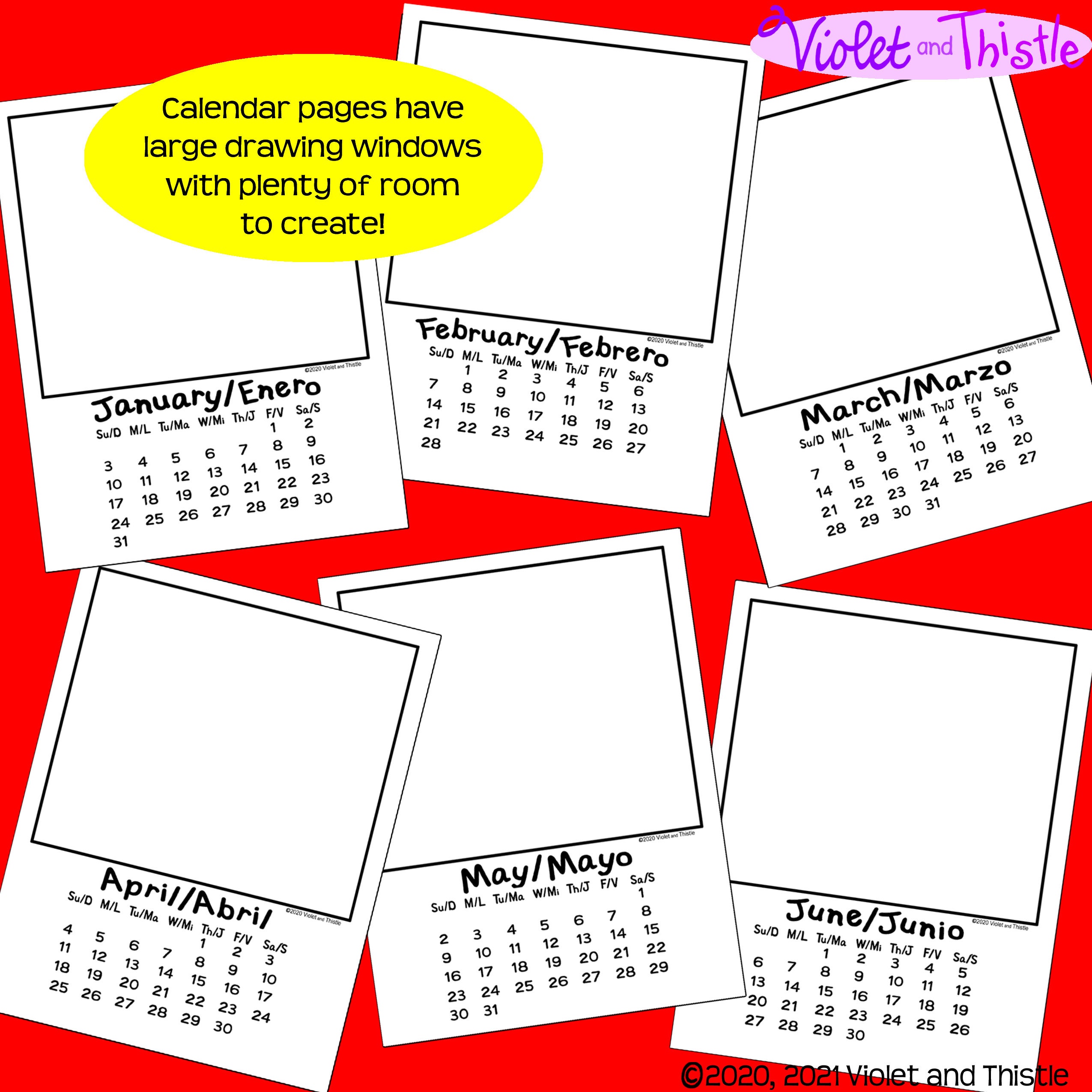 2024 and 2023 BILINGUAL Spanish English Calendar Calendario Espanol ...