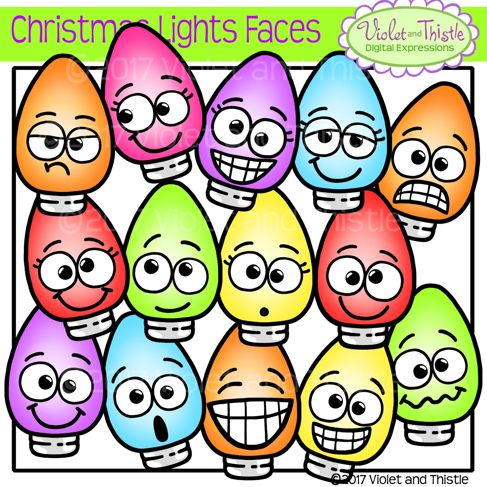 Christmas Lights Clipart Clip Art Fun Faces Expressions Emotions Emojis ...