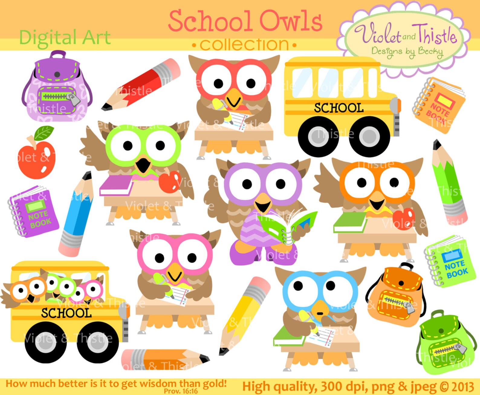 School Owls Clip Art Owl Clip Art Clipart Student Owls School | Etsy