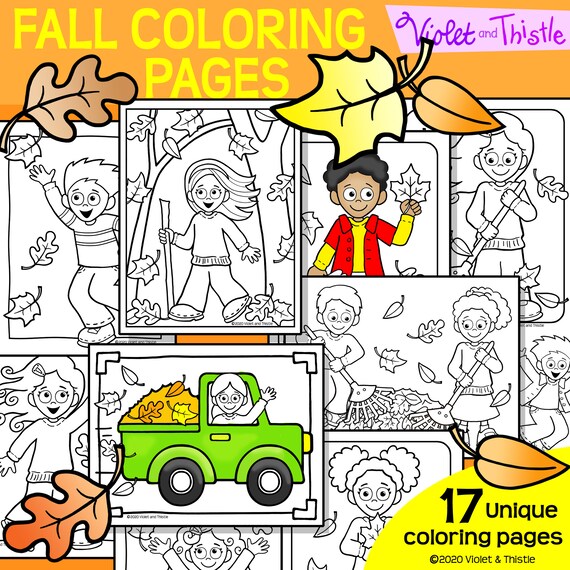Raking Leaves Coloring Page