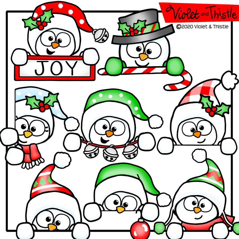 Christmas Snowman Clipart Png Peeking Snowmen Page Topper Clip Art Snow ...