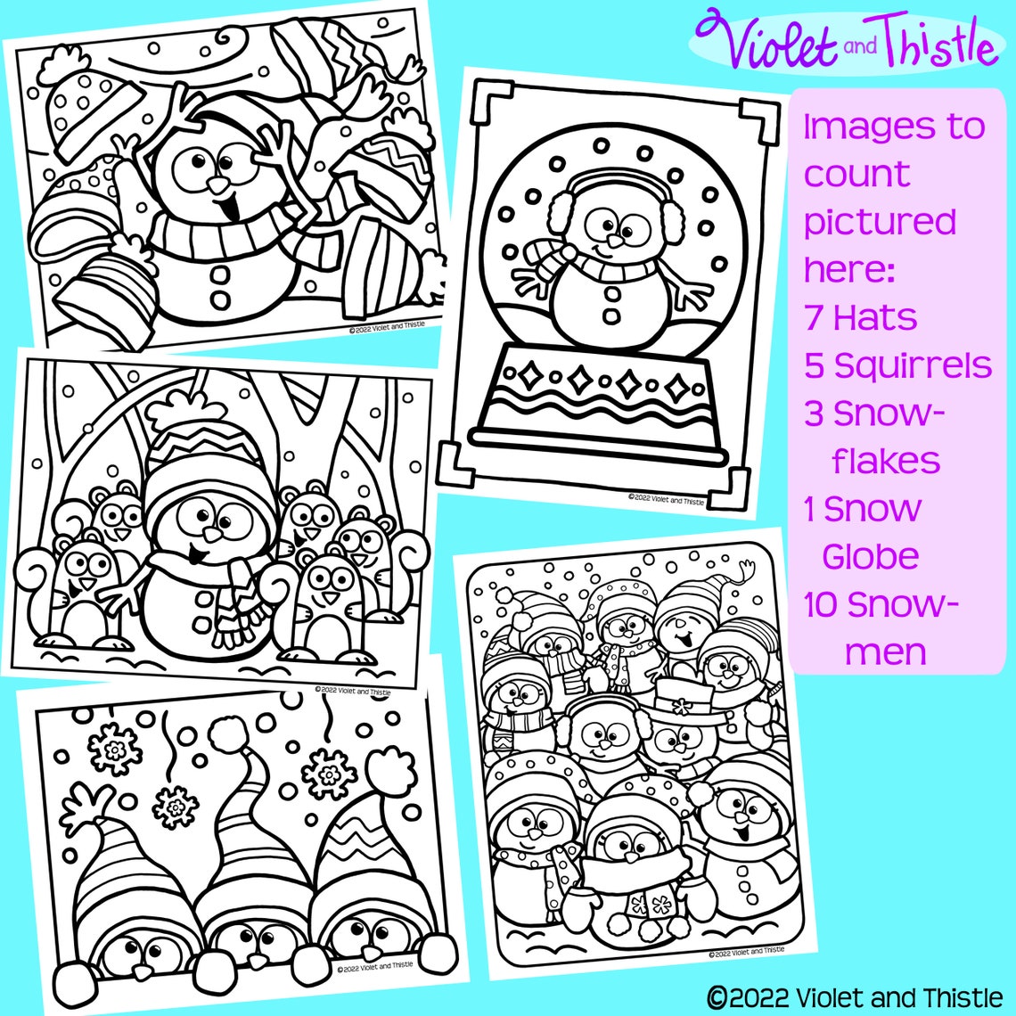 Snowman Coloring Pages Cute Winter to Color Counting Sheets With Math ...
