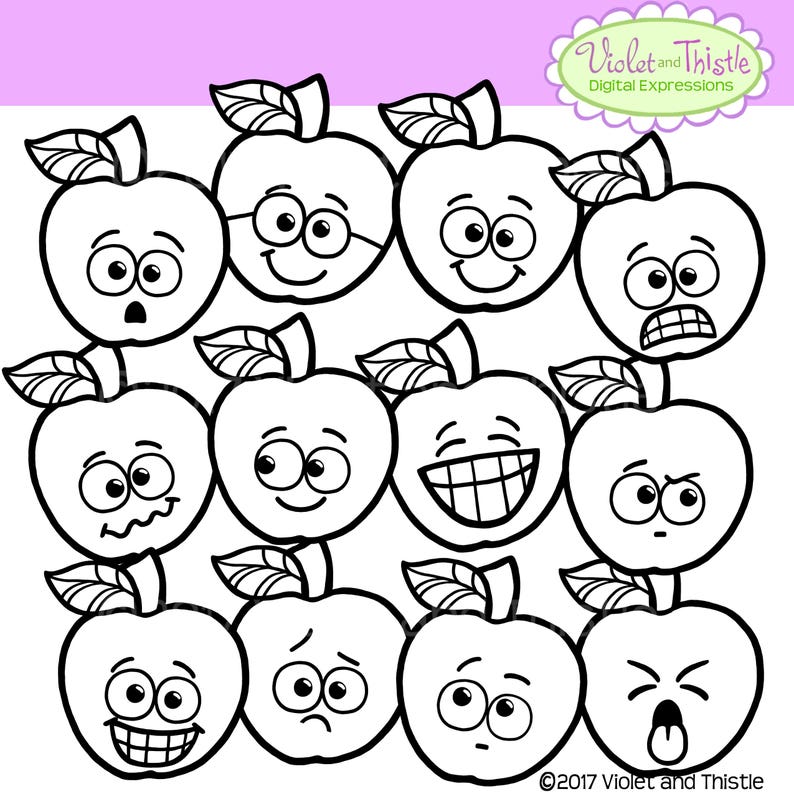 Apple Faces Clipart Apples Emotions Expression Emoticons Emojis Red ...