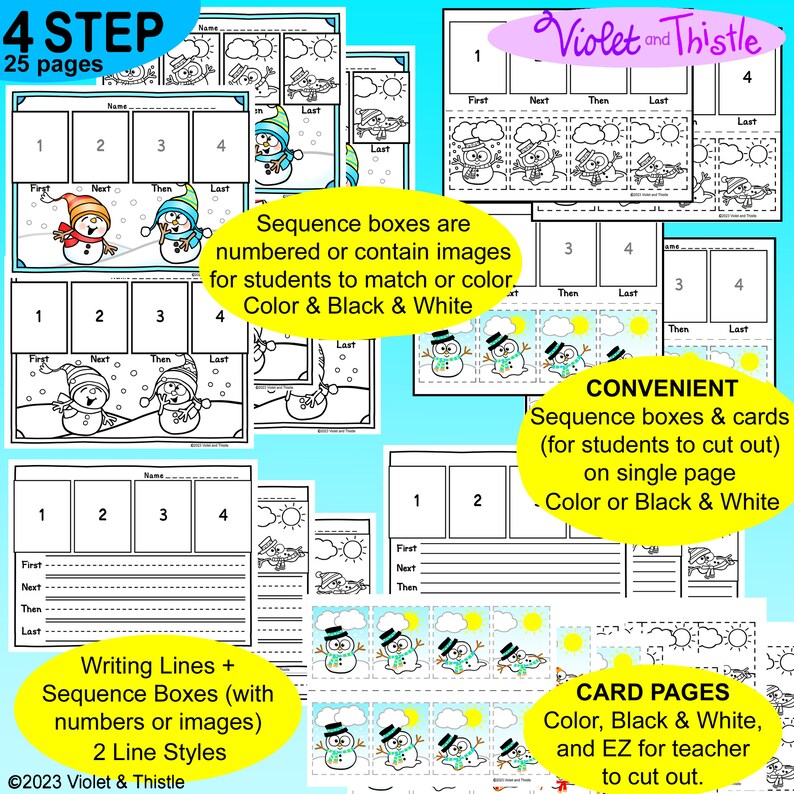 Sequencing Printable Cards of Events Activity 3 4 6 Step Sequence ...
