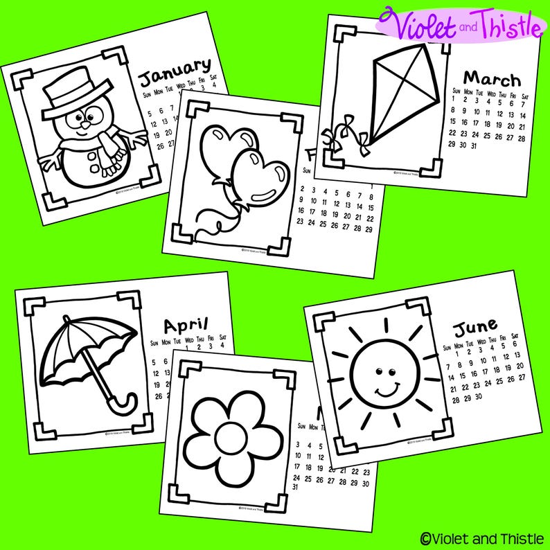 2025 and 2024 Coloring Calendar for Kids to Color Parent Christmas Gift ...