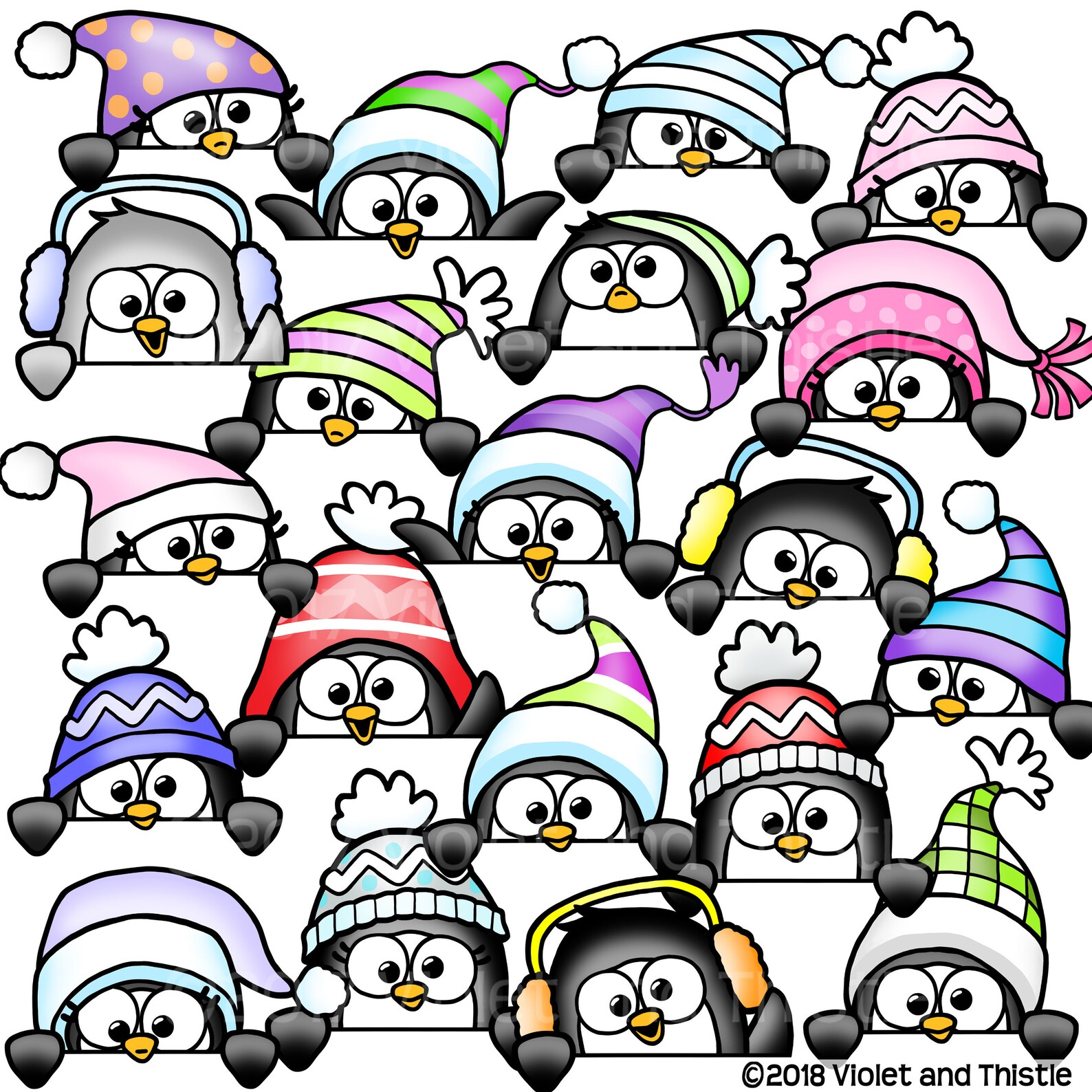 Cute Penguin Peekers Clipart Clip Art Peeking Penguins Fun Faces Winter ...