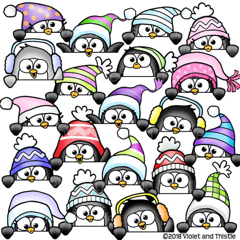 Cute Penguin Peekers Clipart Clip art Peeking Penguins Fun | Etsy