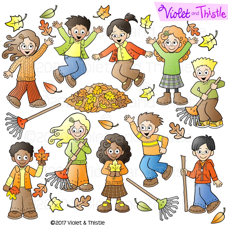 Fall Clipart Fall Kids Clipart Fun Fall Activities Clipart Raking ...