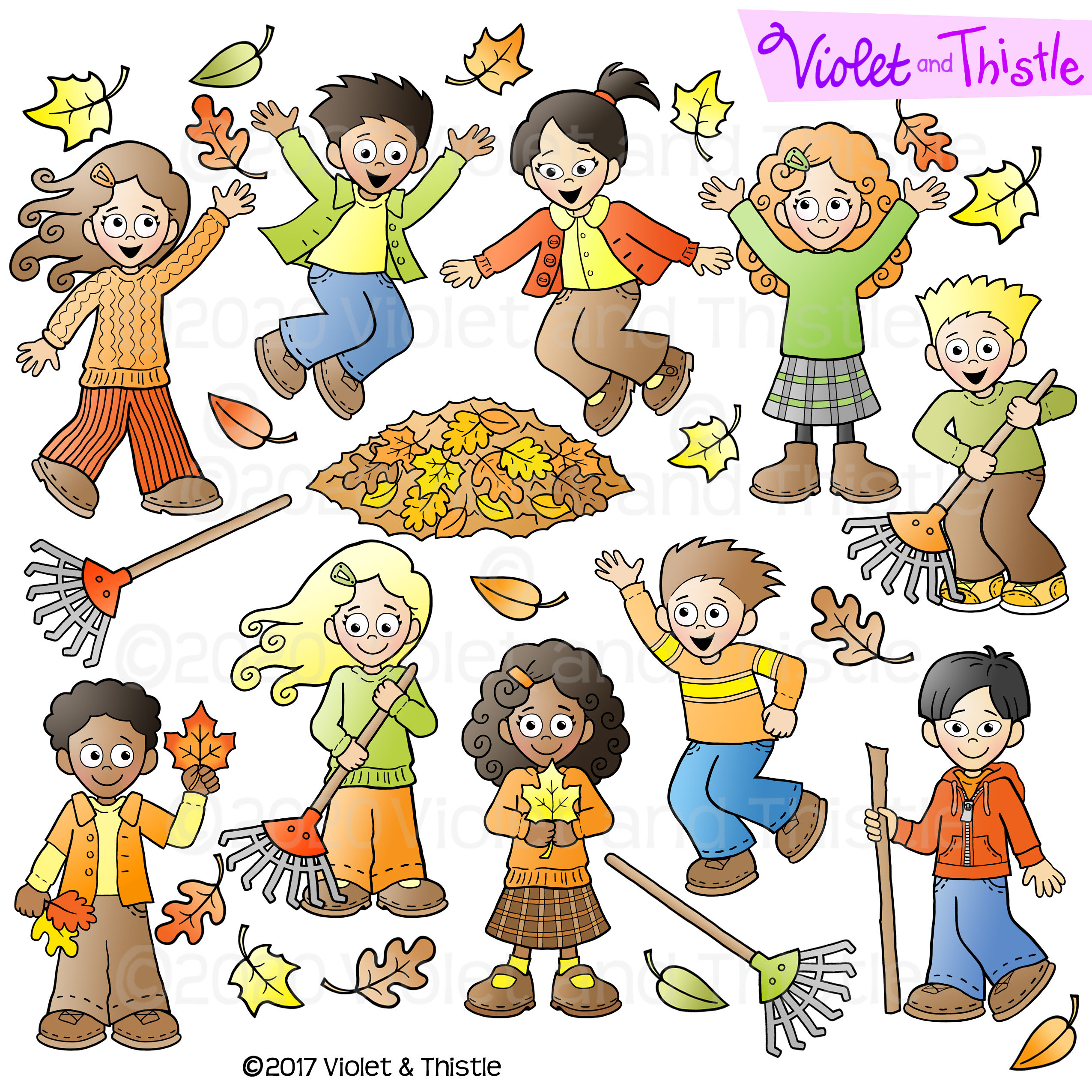 Fall Clipart Fall Kids Clipart Fun Fall Activities Clipart Raking ...