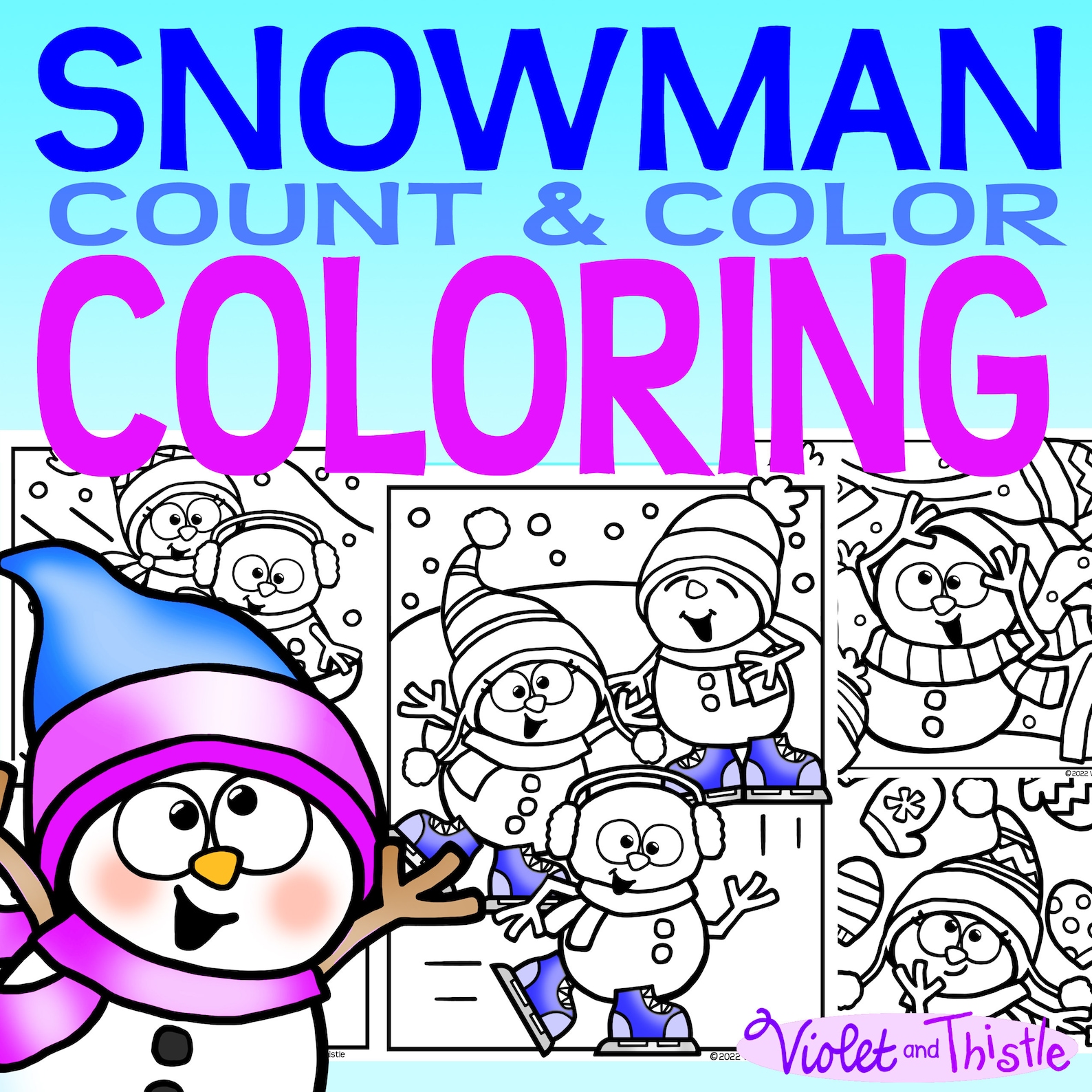 Snowman Coloring Pages Cute Winter to Color Counting Sheets With Math ...