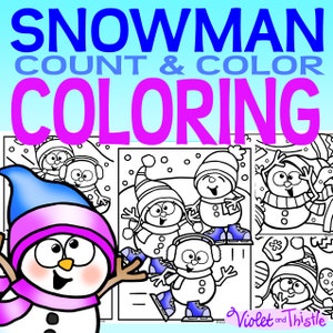 Snowman Coloring Pages Cute Winter to Color Counting Sheets With Math ...