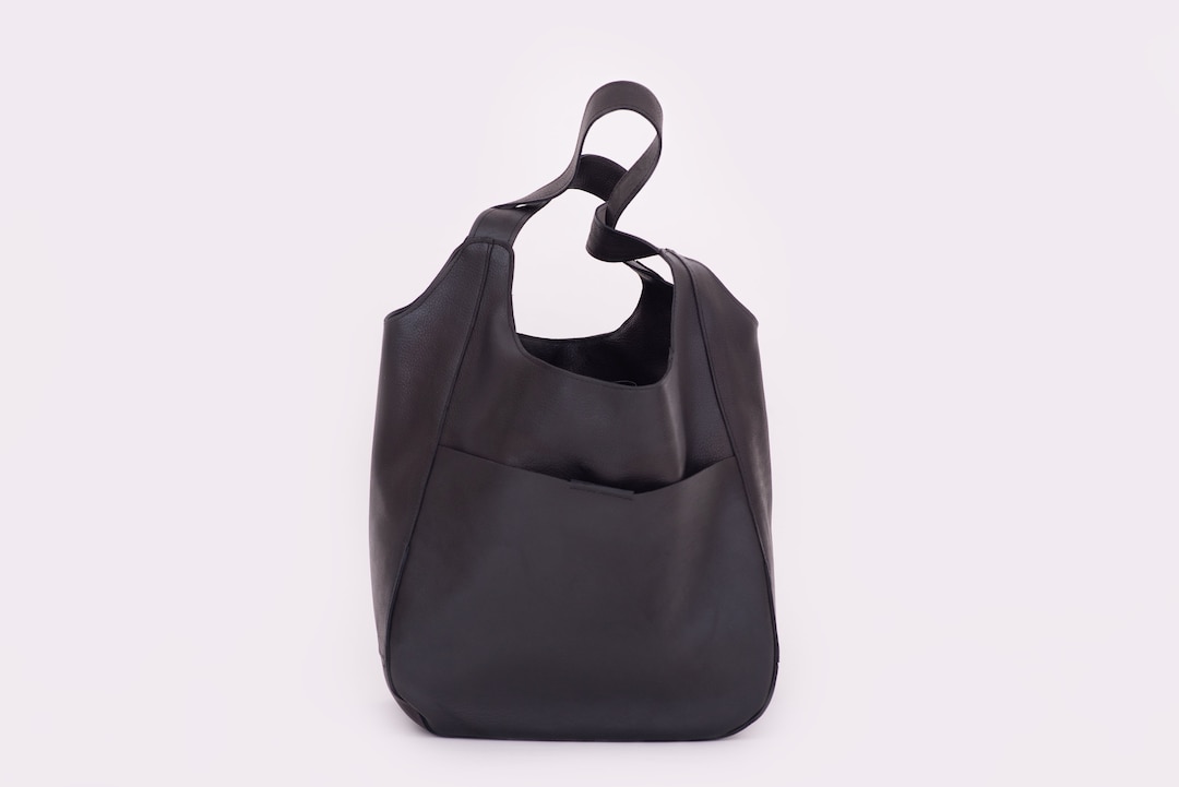 Black Leather Hobo Bag for Women, Minimalist Style, Slouchly Leather ...