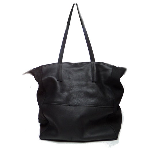 Big Bag in Black Leather Black Leather Shoulder Bag for Women - Etsy