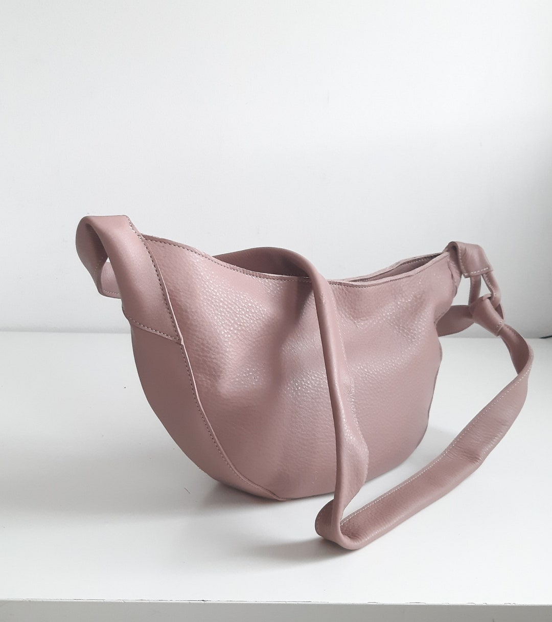 Dirty Pink Banana Bag, Crossbody Purse, Dusty Pink, Medium Soft ...