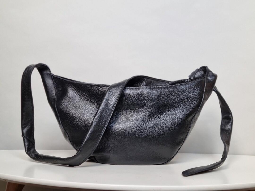 Black Banana Bag, Bag Crossbody Purse, Medium Soft Shoulder Bag, Casual ...