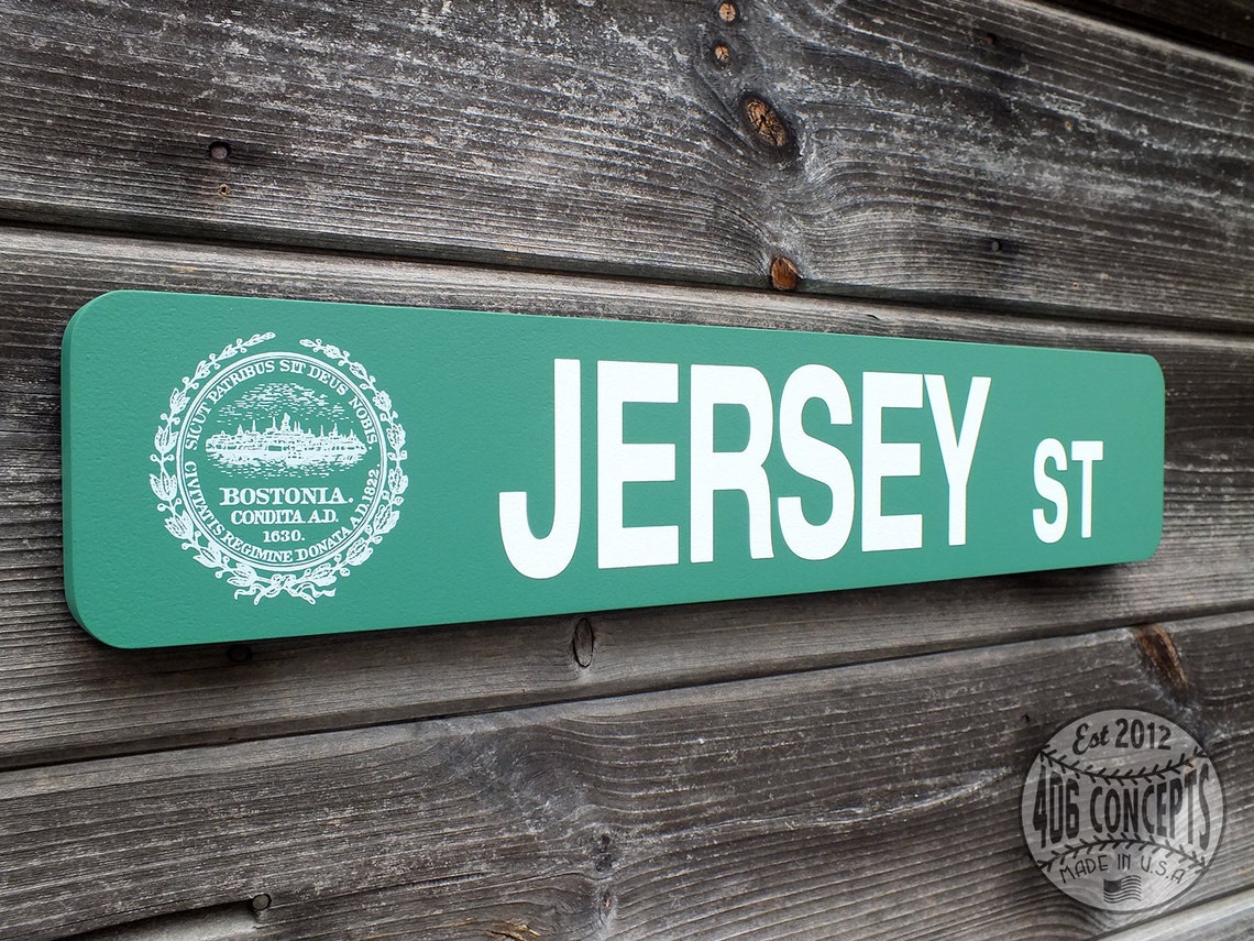 22 Painted Wooden Boston Street Sign Handmade Jersey St. - Etsy