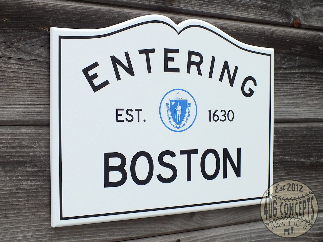 Official Painted Wood Entering Boston Sign Handmade - Etsy