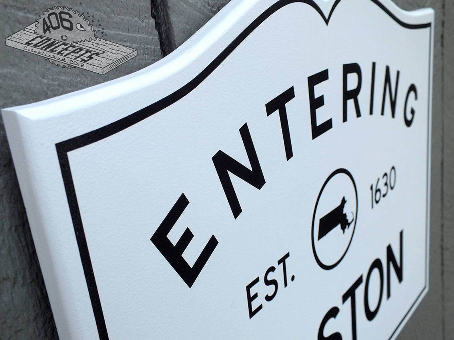 Painted Wooden Entering Boston Sign Massachusetts Outline - Etsy